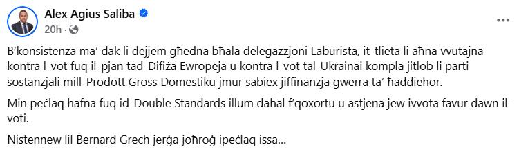 Alex Agius Saliba explains his position on yesterday's votes - The ...