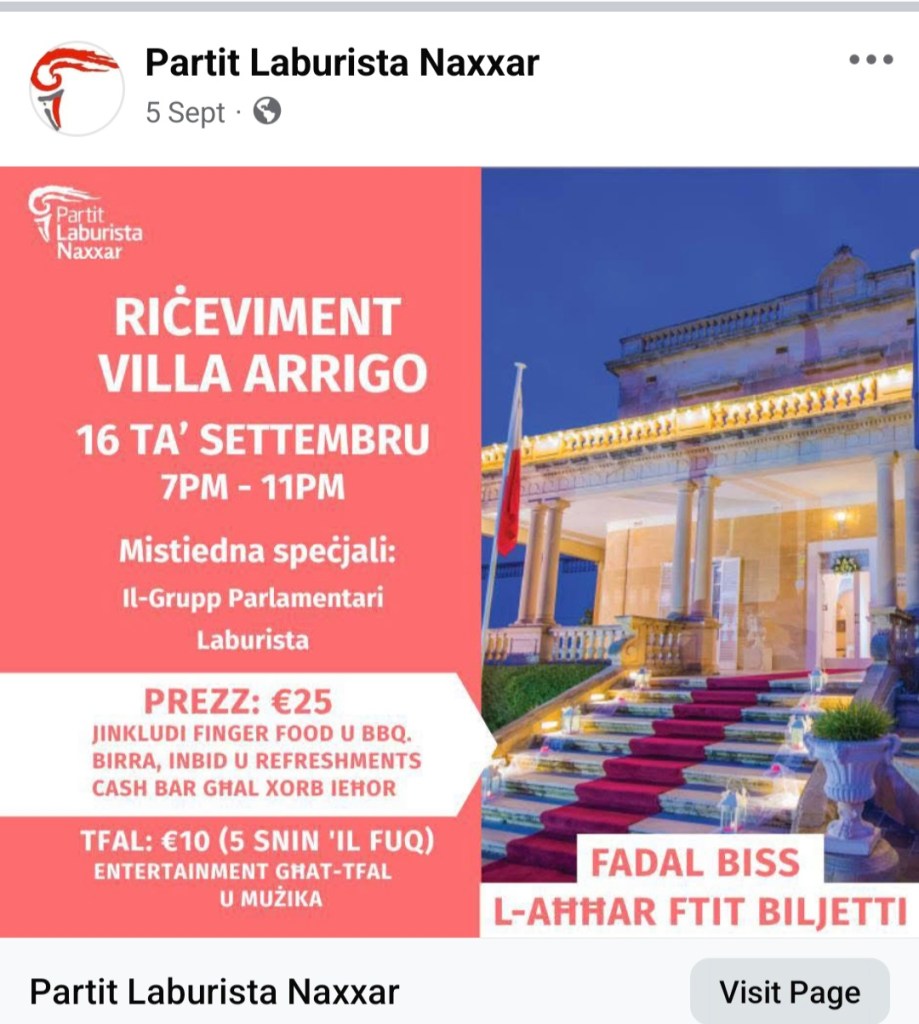 The Labour Party just held an event at a Zammit Tabona establishment ...