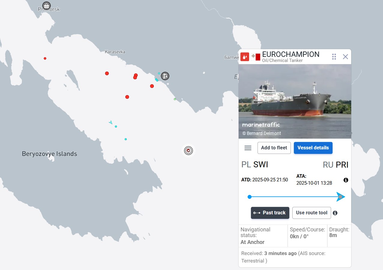Maltese-flagged ship Eurochampion fails to load oil from Primorsk after ...