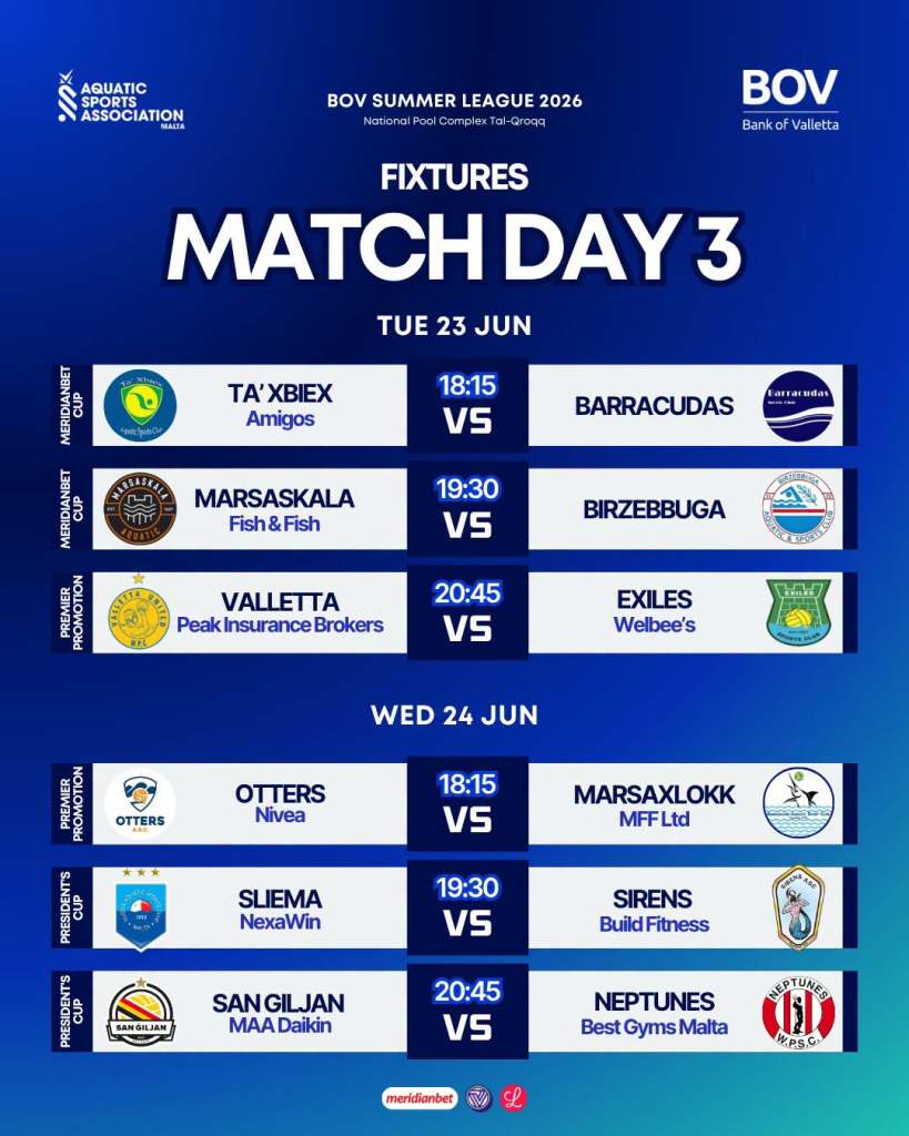 Water Polo BOV Summer League 2026: Match Day 3 Fixtures Announced - The ...